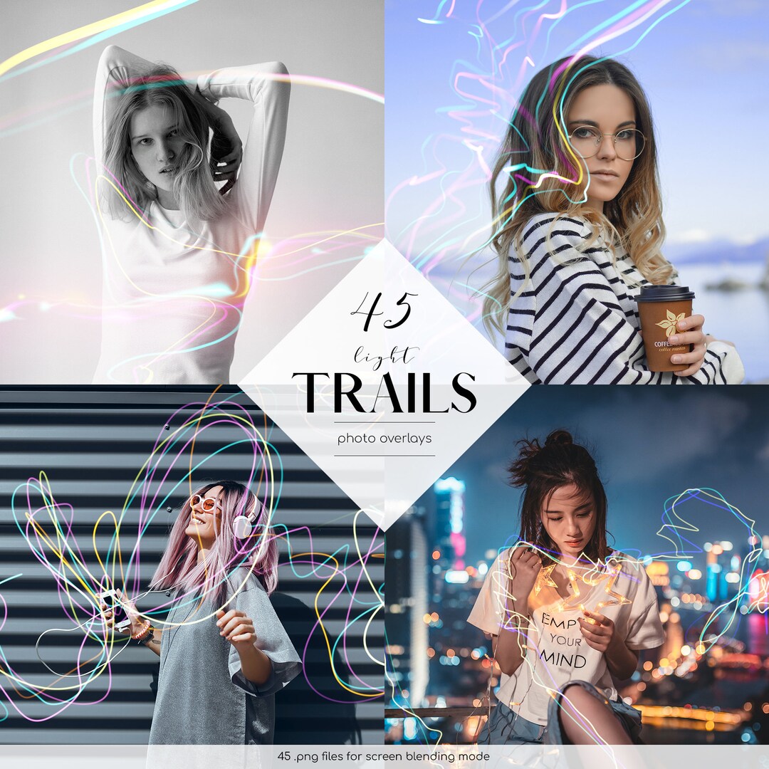 Light Trails Photo Overlays, Light Streaks Clipart, Creative Overlays ...