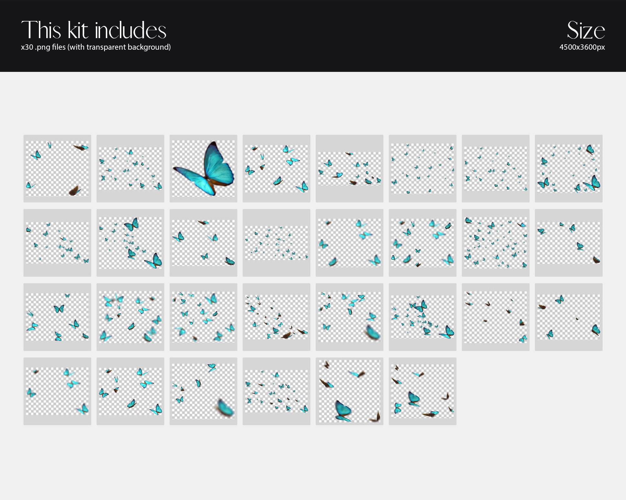 Blue Butterflies Photo Overlays, 30 PNG Files, Flying Butterflies ...