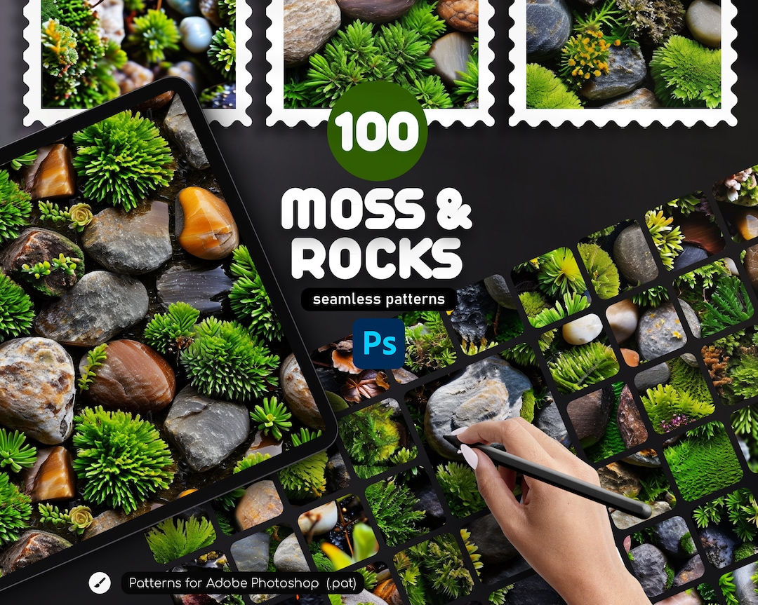 Moss and Rocks Photoshop Patterns: 100 Seamless Plants (PAT File) - Etsy