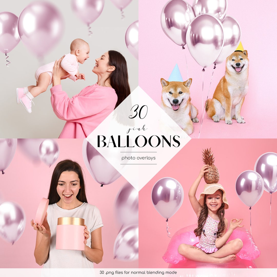 Pink Balloons Photo Overlays: 30 PNG Files (commercial Use) - Etsy