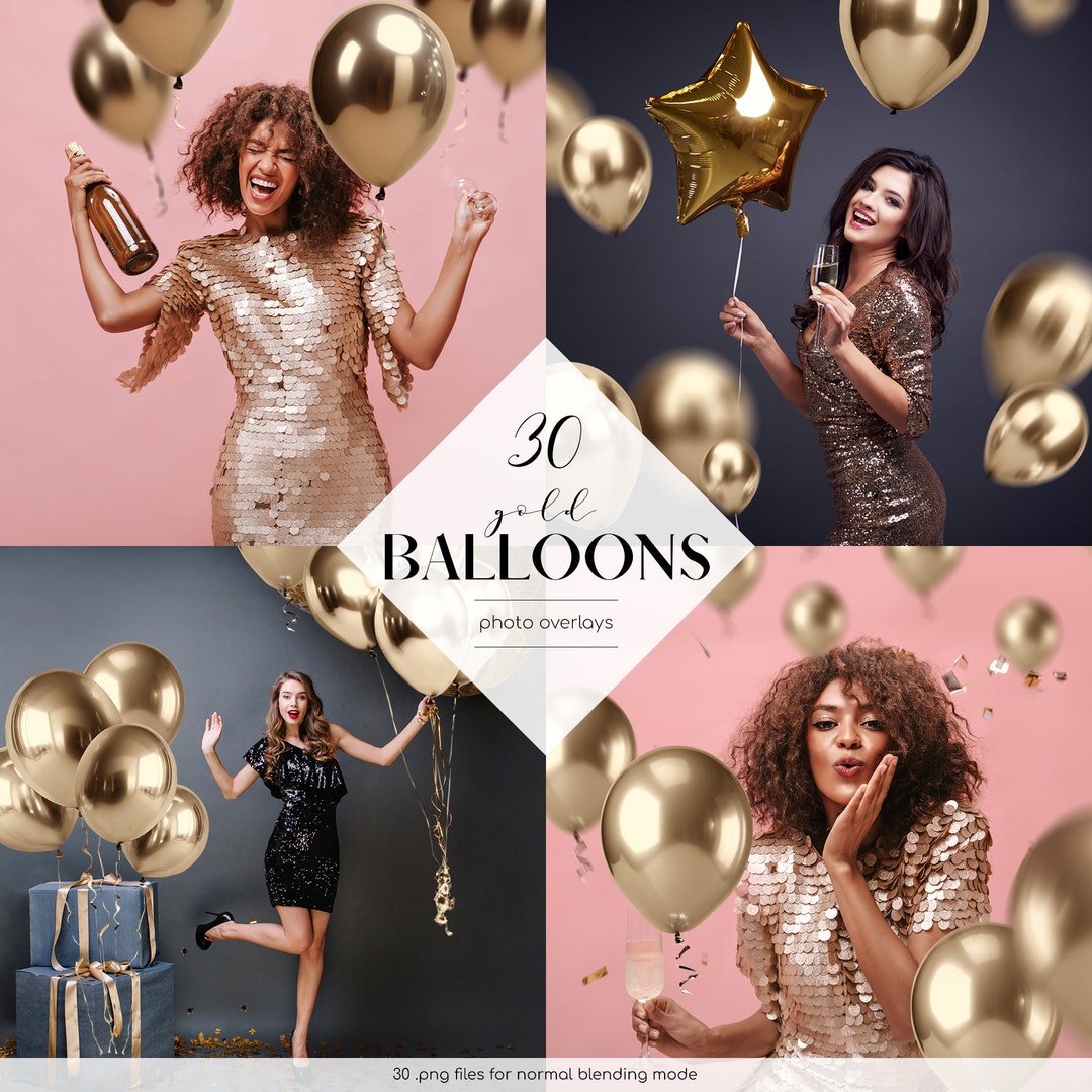 Gold Balloons Photo Overlays: 30 PNG Clip Art (digital Download) - Etsy