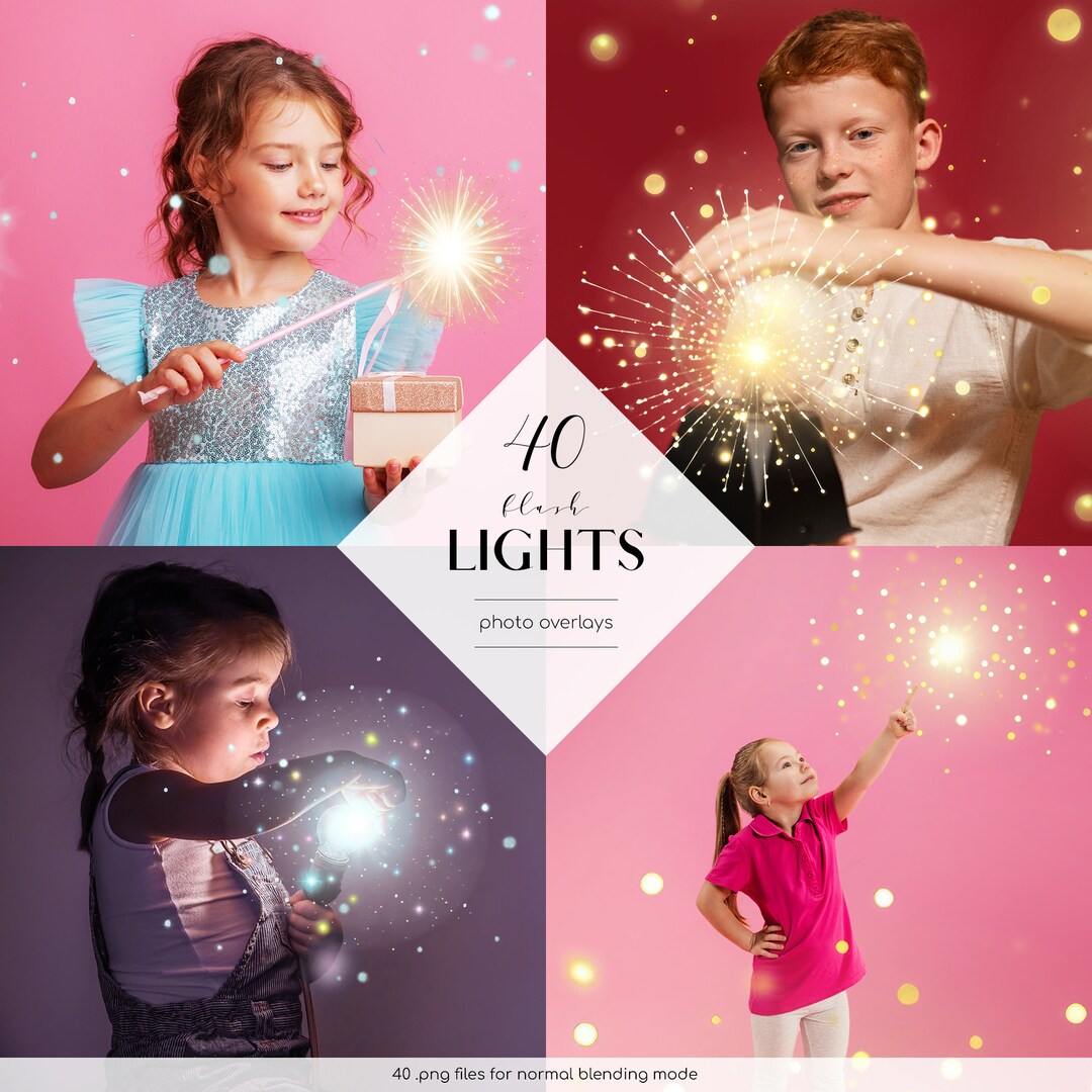 Magic Flash Light Photo Overlays Clipart, 40 PNG Files, Sparkle Glow ...