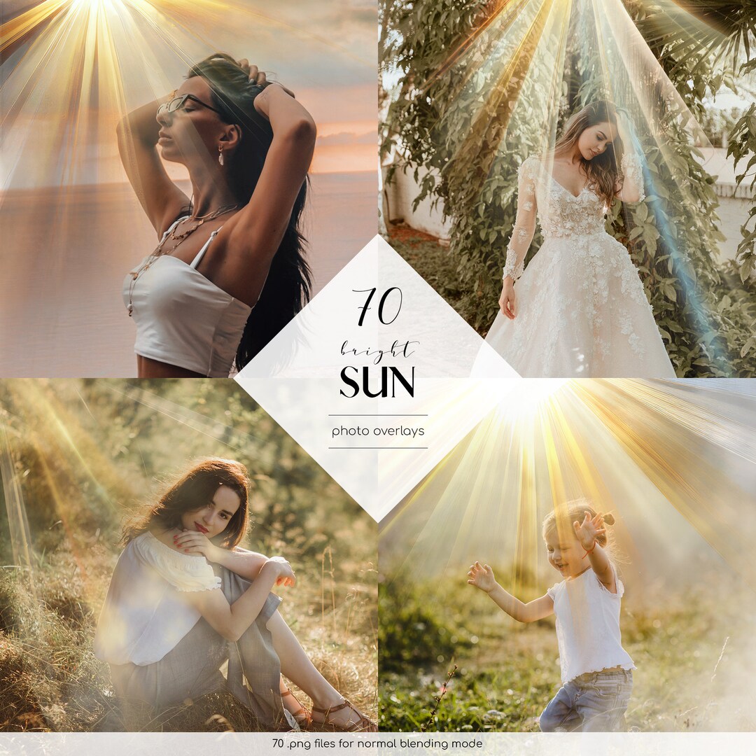 Bright Sun Photo Overlays, 70 PNG Files, Sunlight Overlay, Stunning ...