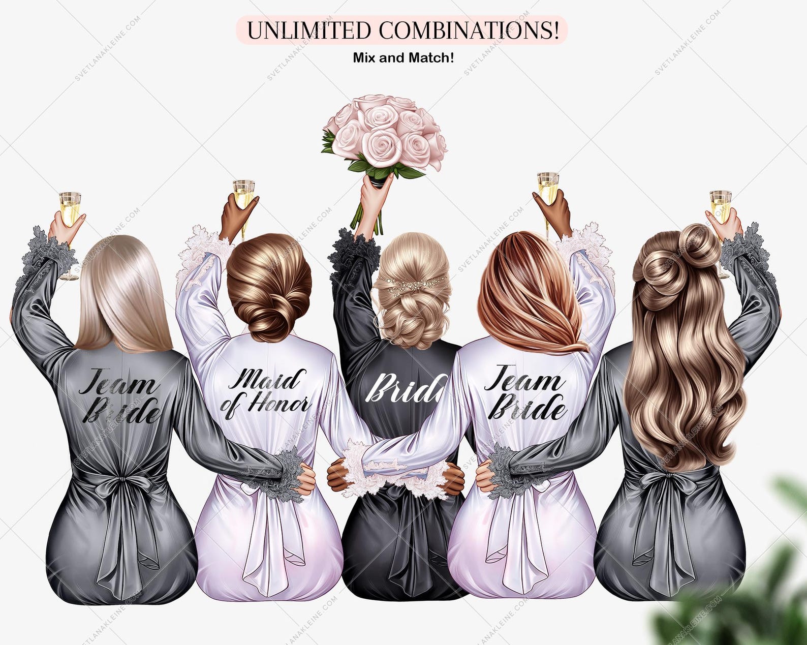 Team Bride Clipart: Custom Wedding Portrait Creator (digital Download ...