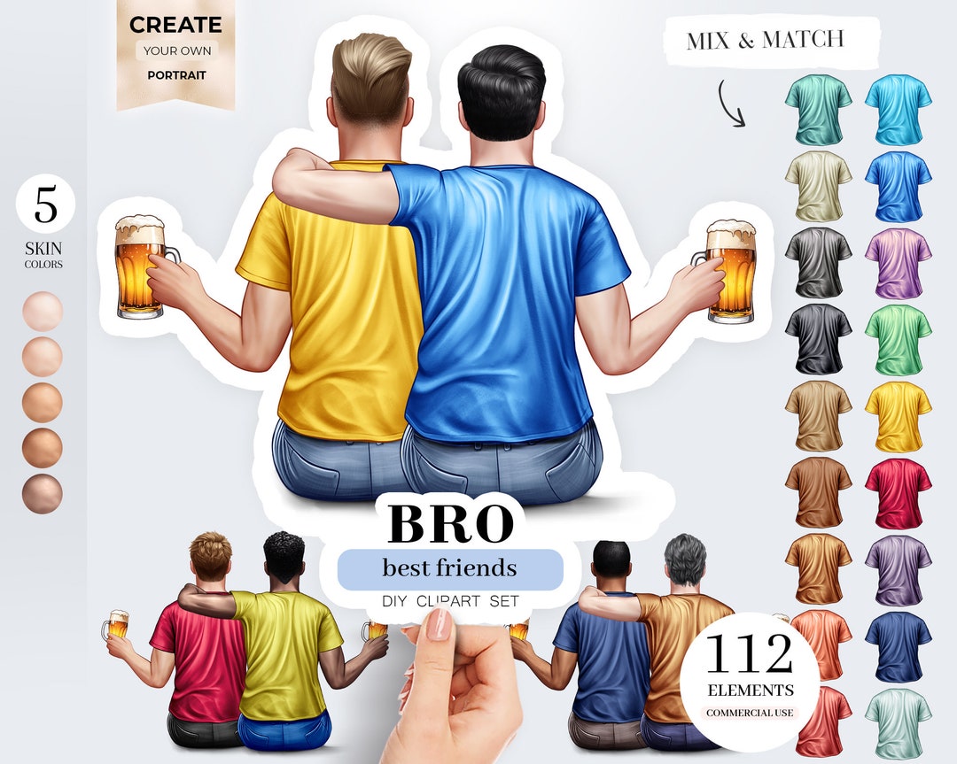 Bro Clipart, Friends Clipart, Men Portrait Creator, Guys Clipart ...