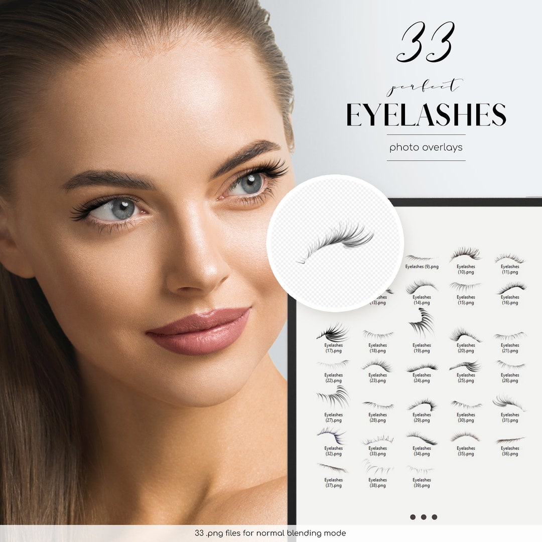 Eyelashes Photo Overlays, Realistic Eyelashes Clip Art PNG, 33 Files ...
