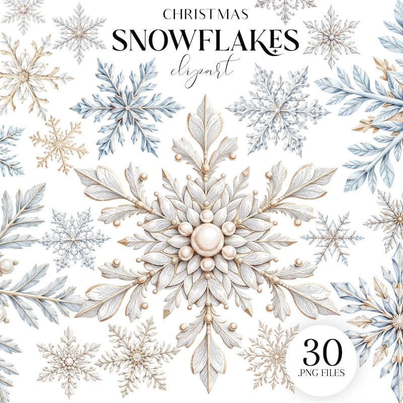 Snowflakes Free Clipart - Etsy UK