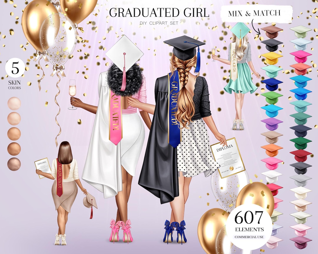 Graduate Girl Clipart, Graduation Woman PNG, Students Clip Art ...