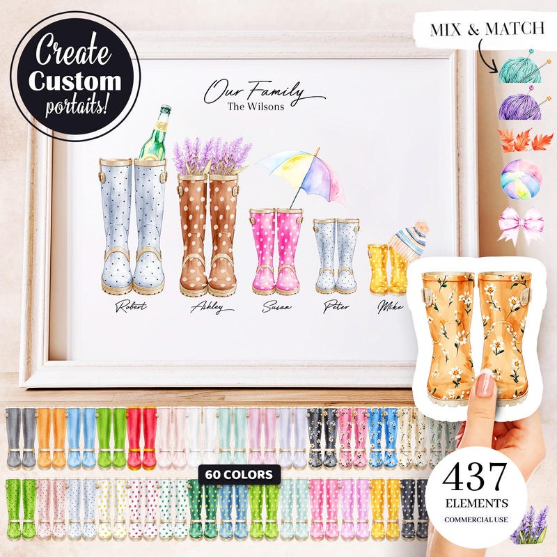 Rain Boots Clipart - Etsy