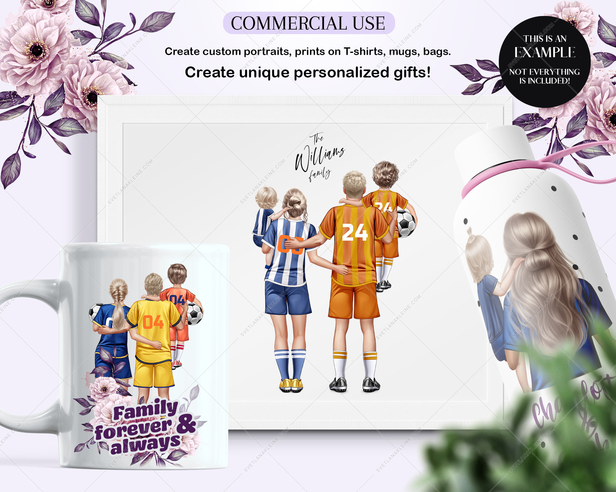 Football Team Family Clipart Set: Custom Doll Creator (digital Download ...