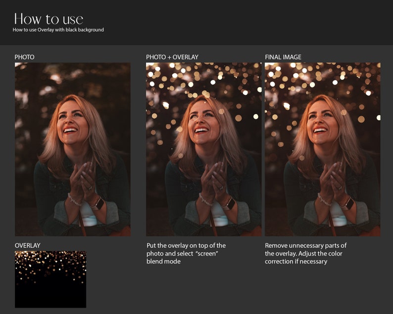 Rose Gold Sparkle Lines Photo Overlays, 30 JPG Files, Sparkle Bokeh ...