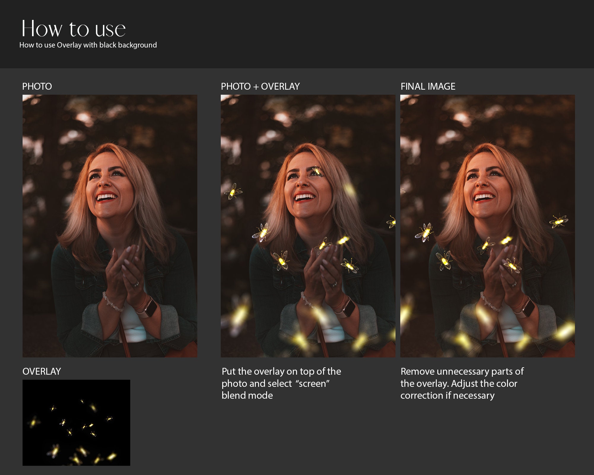 Glow Fireflies Photo Overlays: 20 JPG Effects (commercial Use) - Etsy