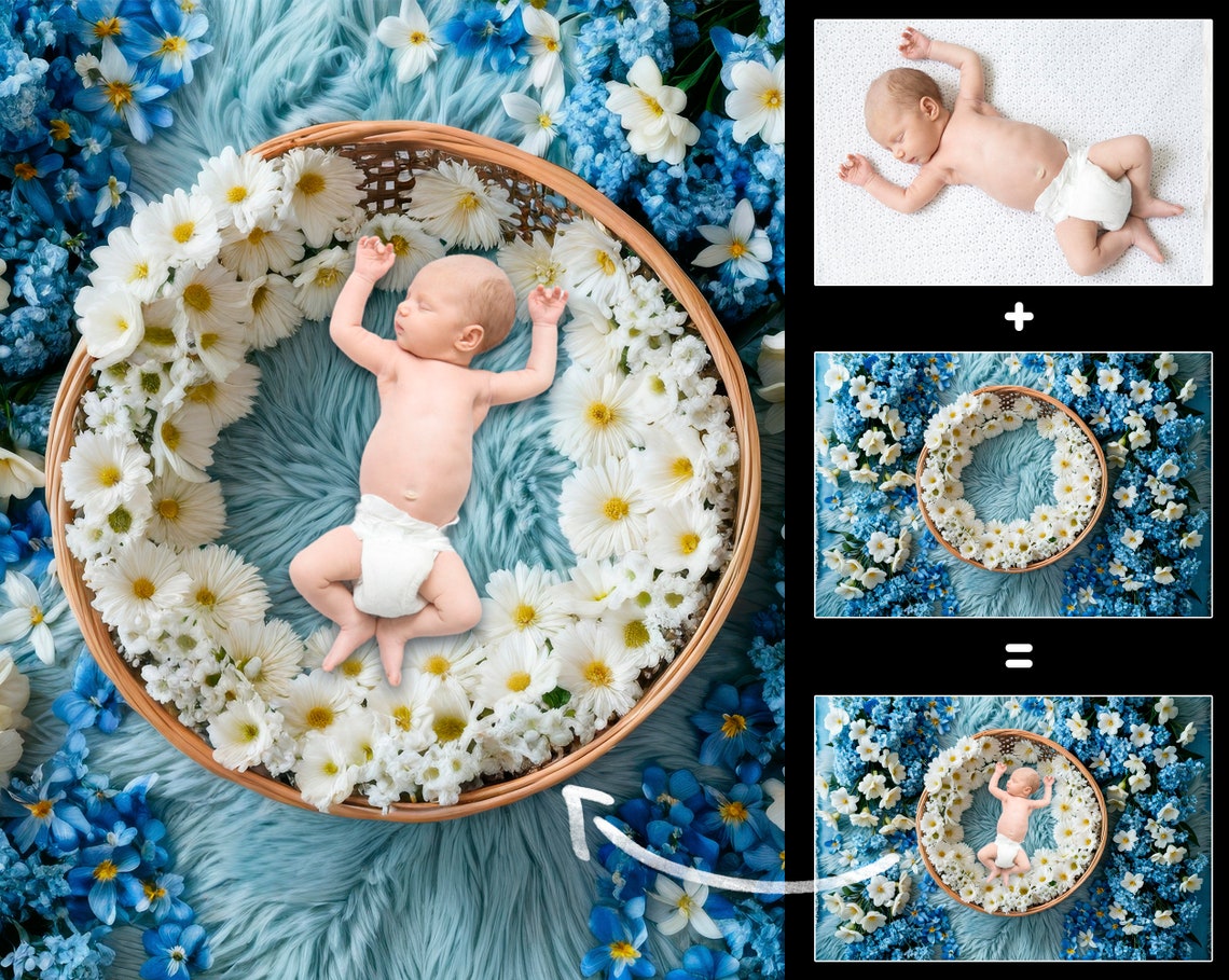 Newborn Baby Sleeping Digital Backdrops, 40 High-quality Photography ...