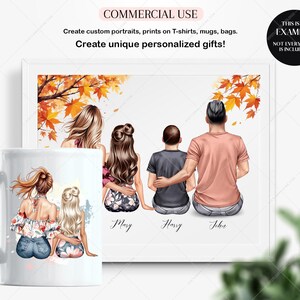 Family on the Bench DIY Clipart Set, Parent and Teens, 596 .PNG ...
