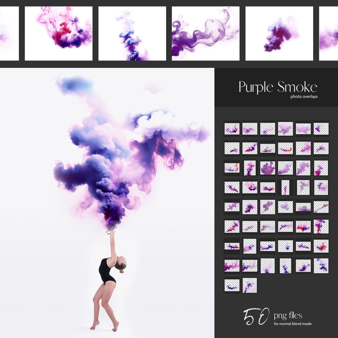 Purple Smoke Overlays, 50 PNG Files, Purple Smoke Clip Art, Colored ...