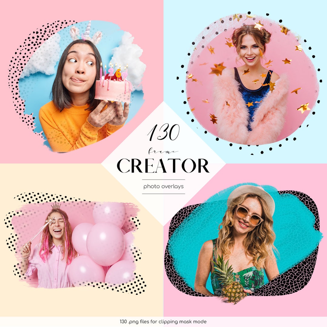 130 Photo Frames Masks Creator: Abstract Shapes Clipart (PNG Digital ...