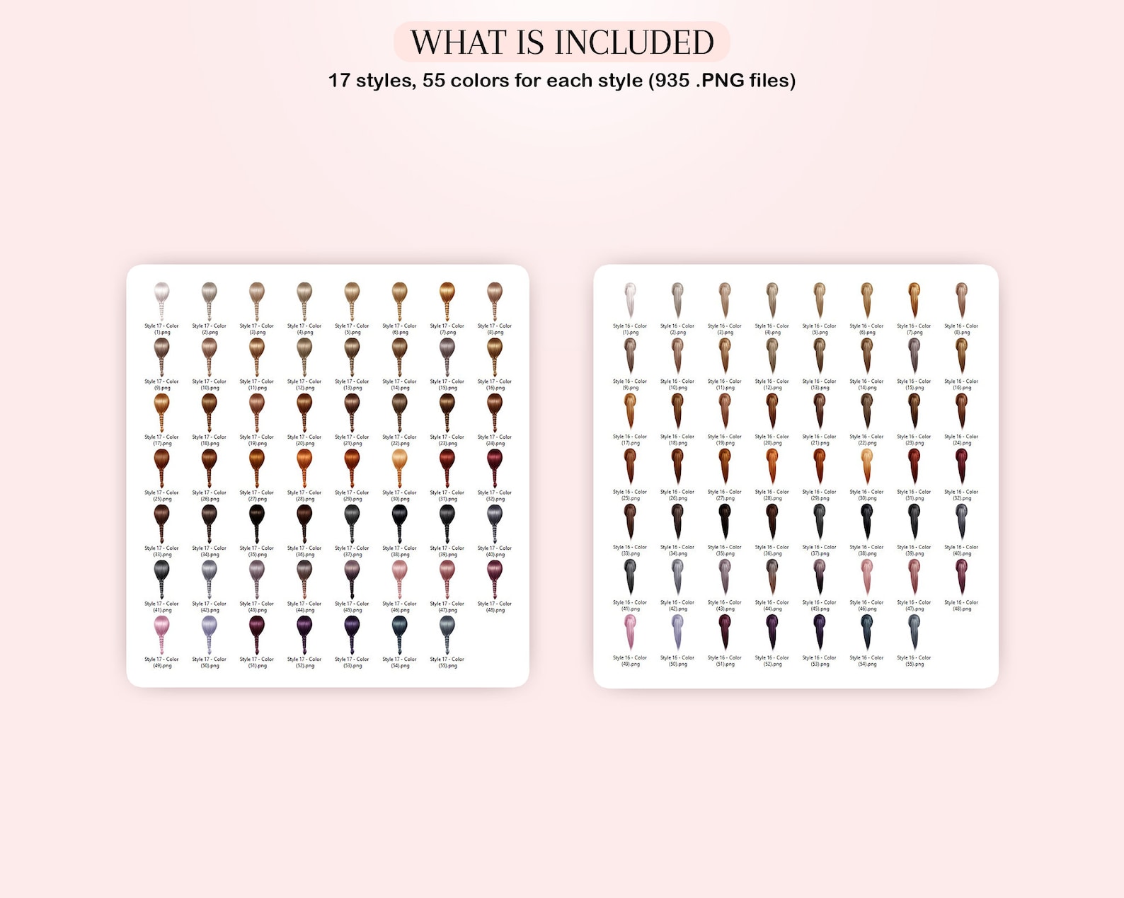 Hairstyles for Girls Clipart, Basic Hair Illustrations, Children Hair ...