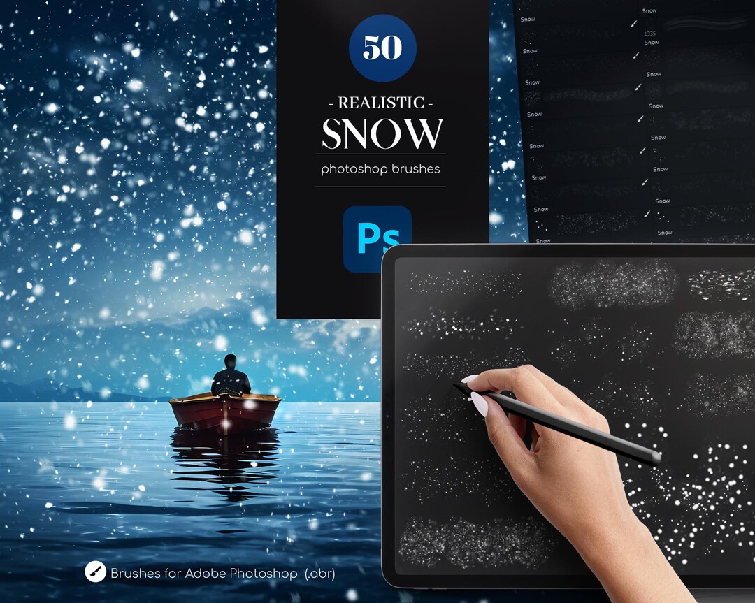 50 Realistic Snow Photoshop Brushes: Winter Effects Addon (.ABR) - Etsy
