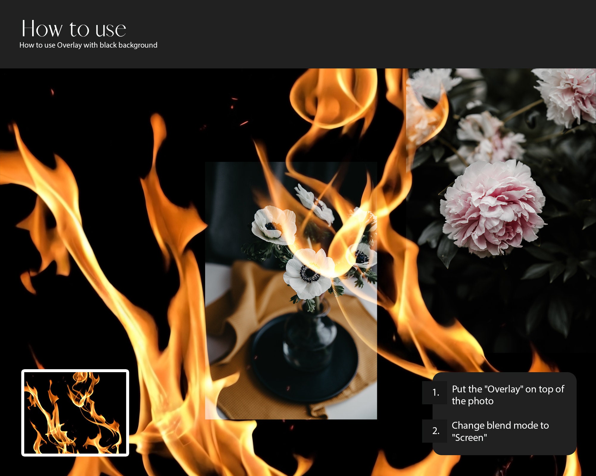 Fire Photo Overlays, 80 JPG Files, Realistic Fireplace Photo Effect ...