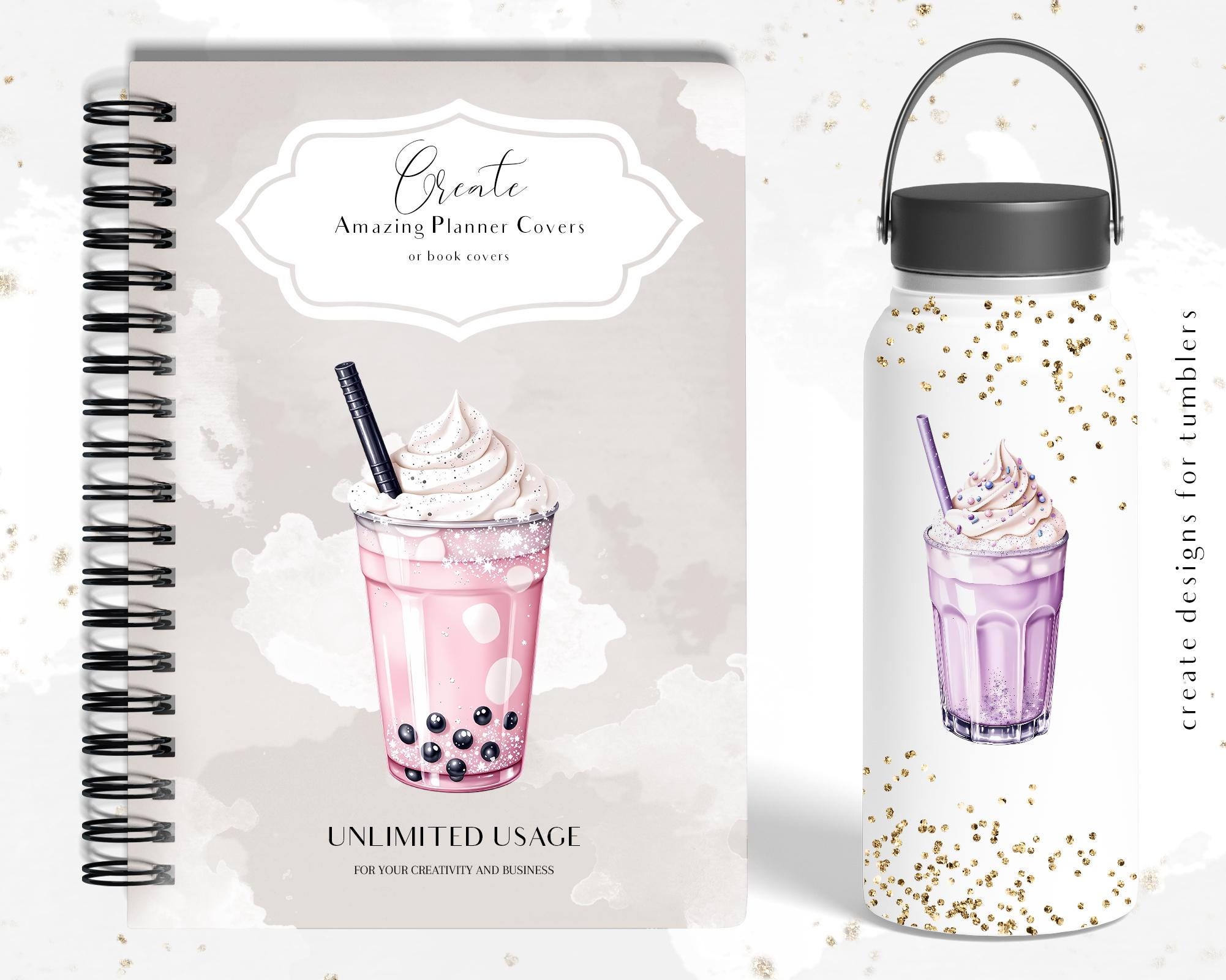 Rainbow Milkshakes Clipart Set, Colorful Milkshake PNG, Sweet Dessert ...