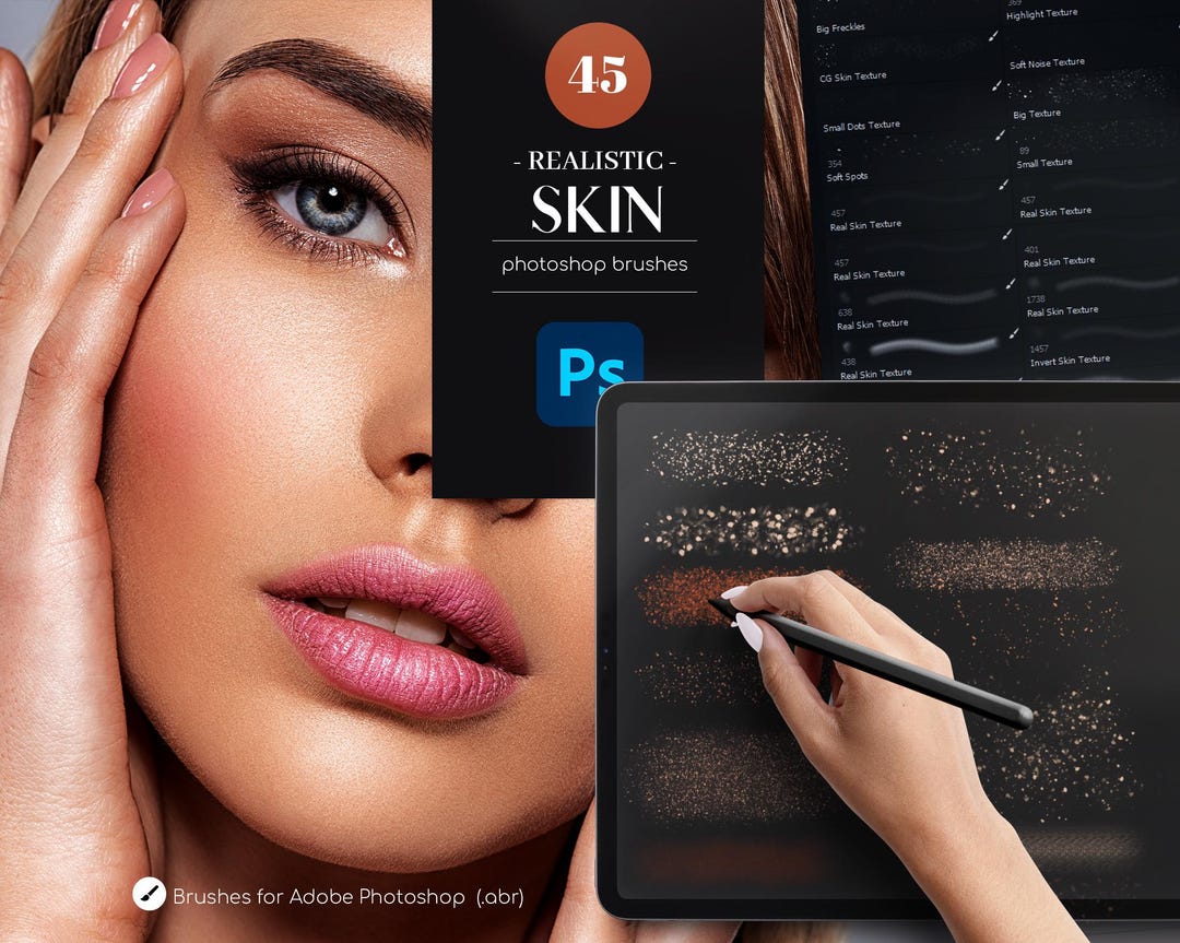 Realistic Skin Texture Photoshop Brushes: Retouching Addon (ABR) - Etsy