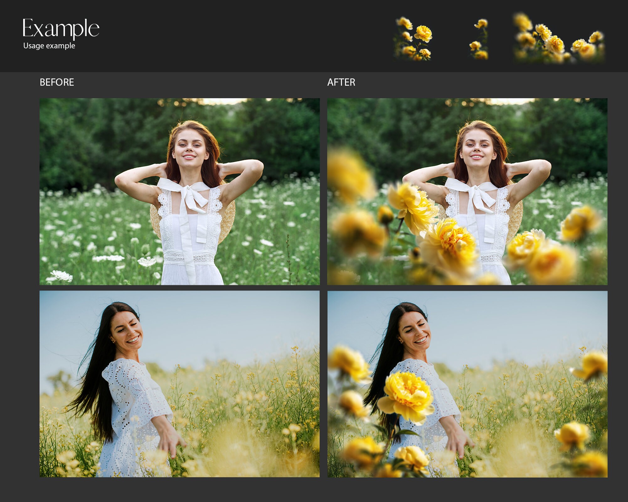 Yellow Peonies Photo Overlays, 20 PNG Files, Peony Clipart, Yellow ...