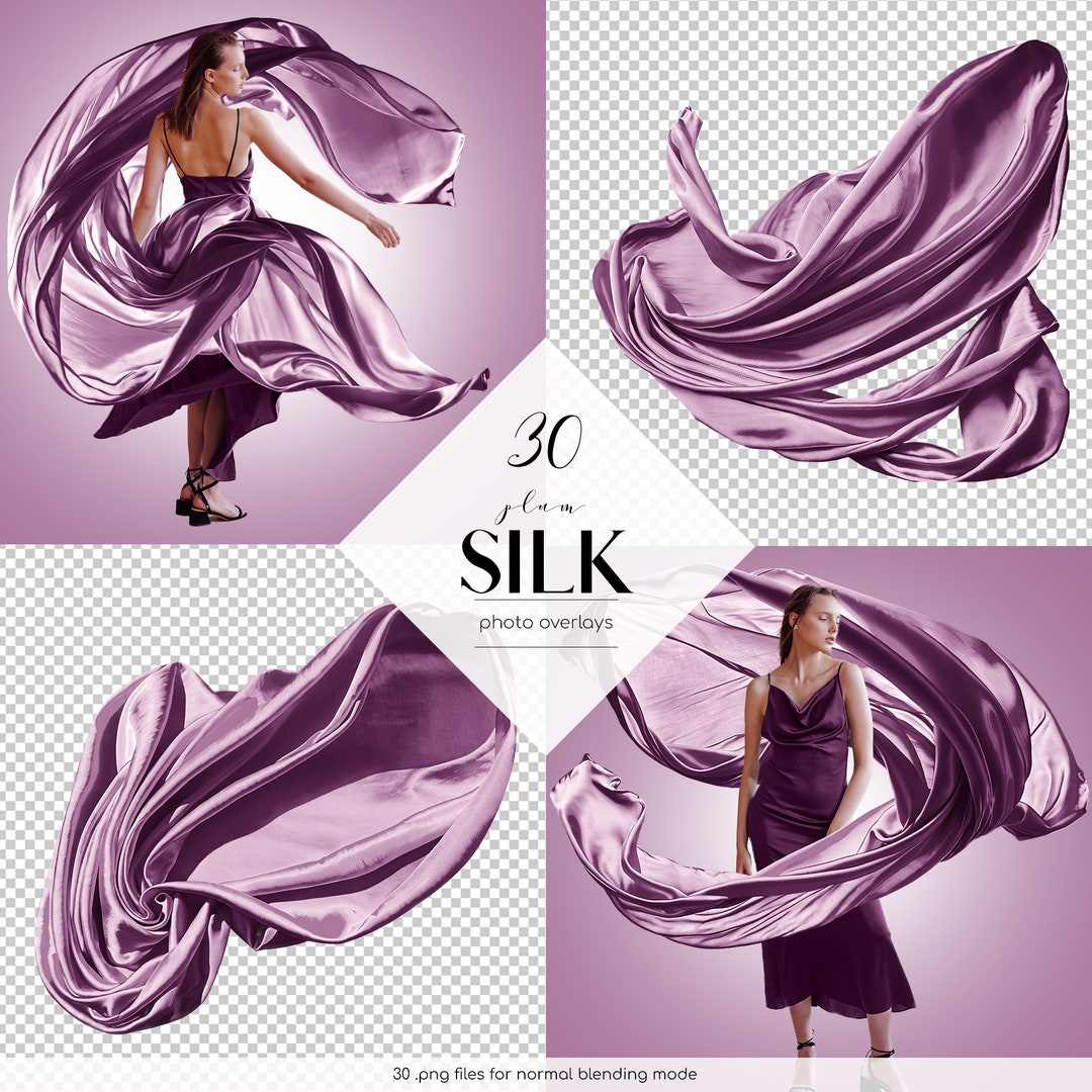 Flowing Plum Fabric Clipart, Plum Silk Photo Overlays, Textile in the ...
