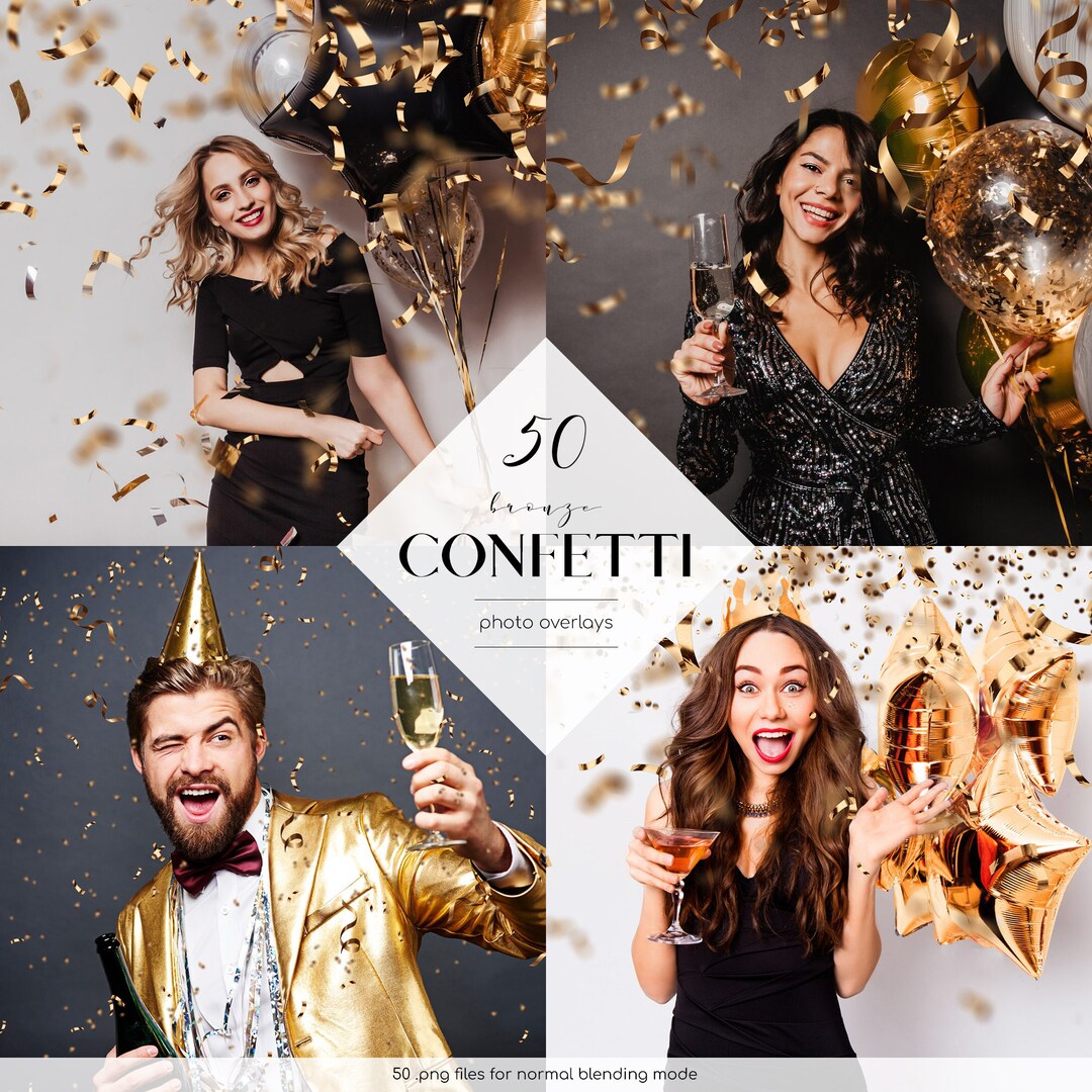 Bronze Confetti Overlays, 50 PNG Files, Bronze Confetti Clip Art ...