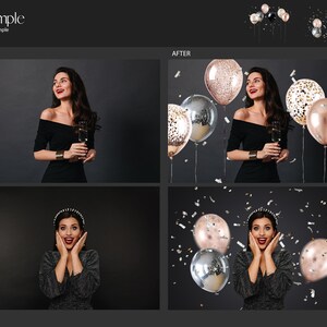 Rose Gold Balloons and Confetti Overlays, Birthday Overlays, 20 PNG ...