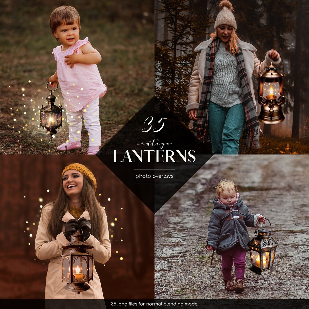 Vintage Lantern Photo Overlays, 35 PNG Files, Antique Lantern Overlay ...
