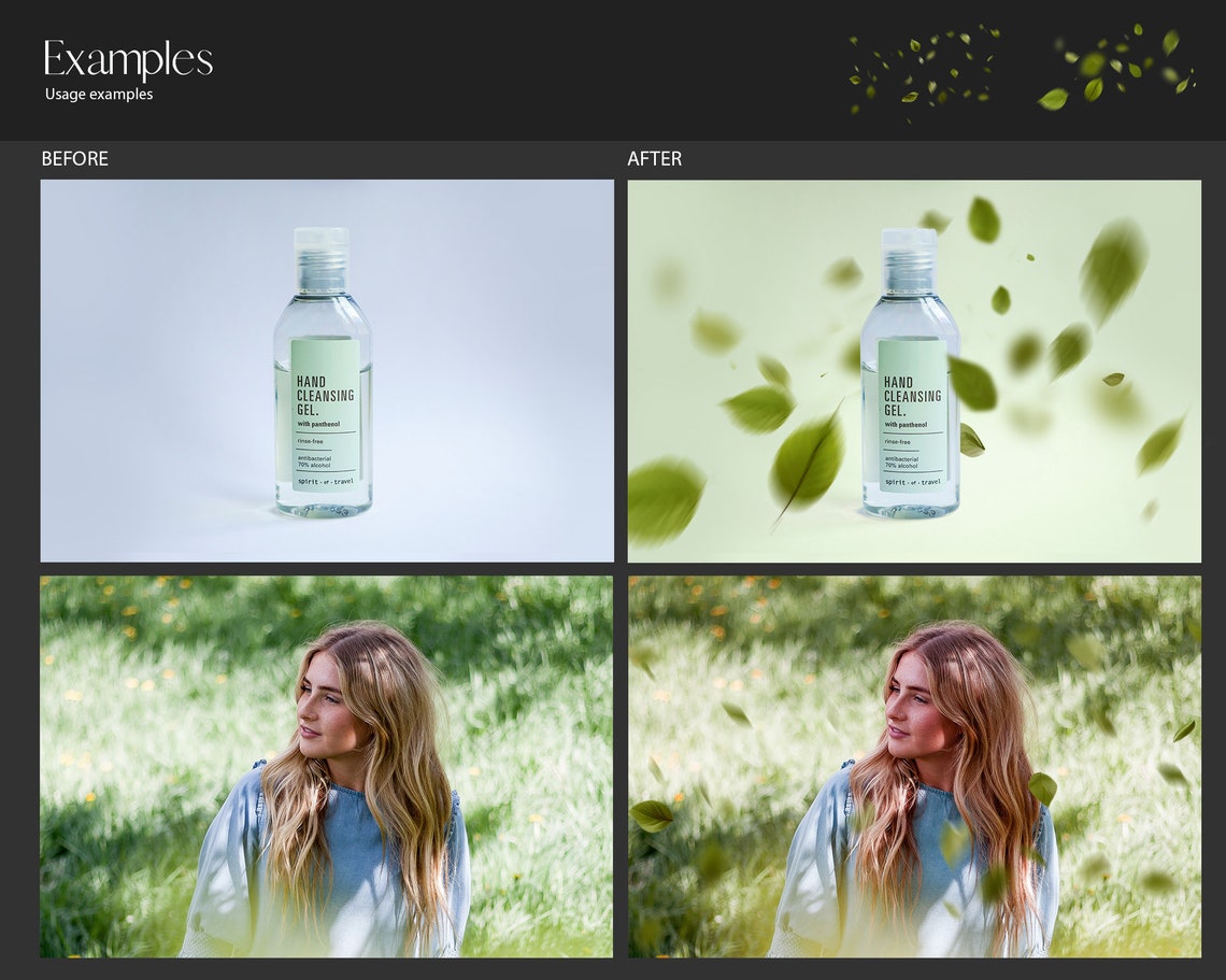 Olive Green Leaves Photo Overlays: 50 PNG Digital Backdrops (commercial ...
