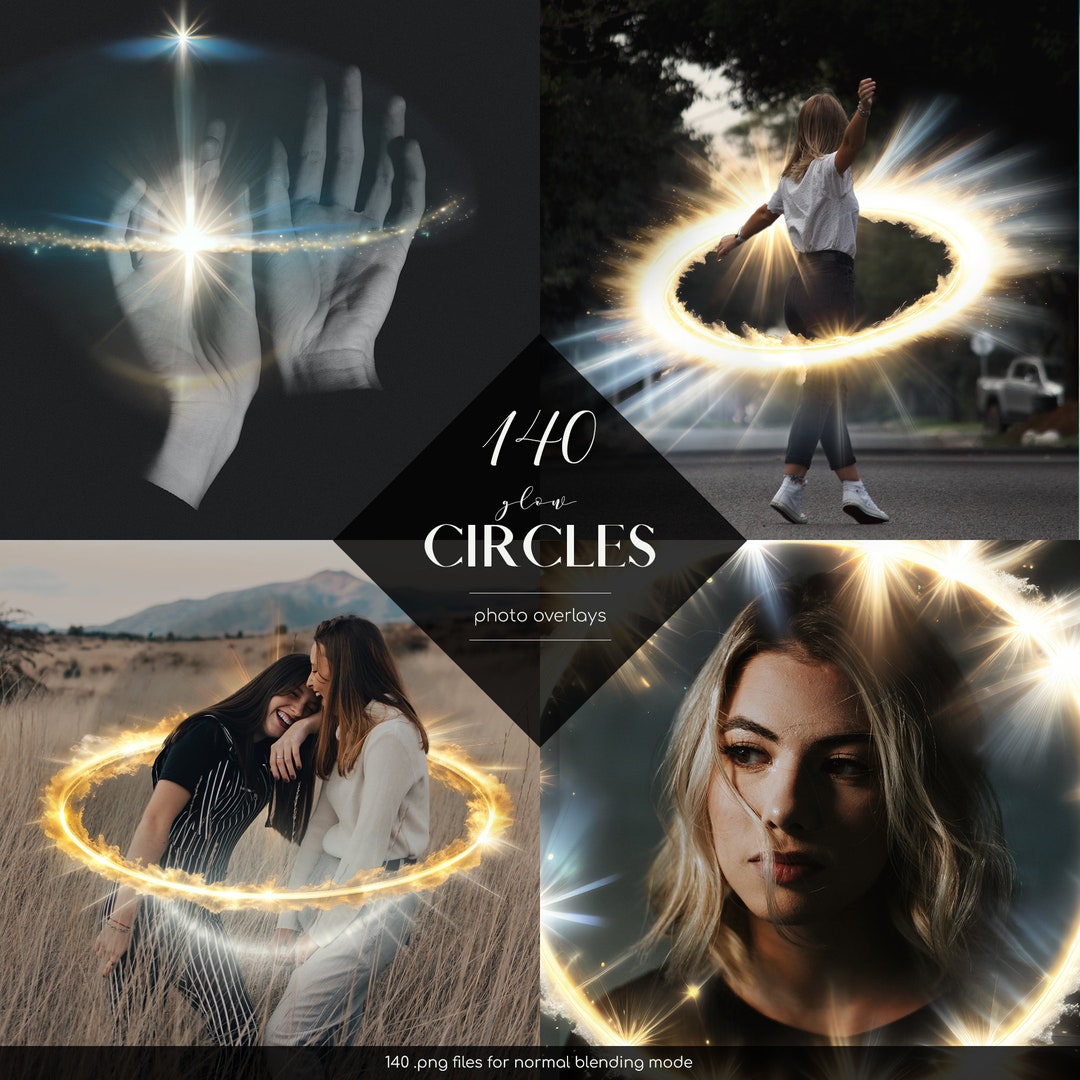 Glow Circle Photo Overlays, 140 PNG Files, Glowing Circle Overlay ...