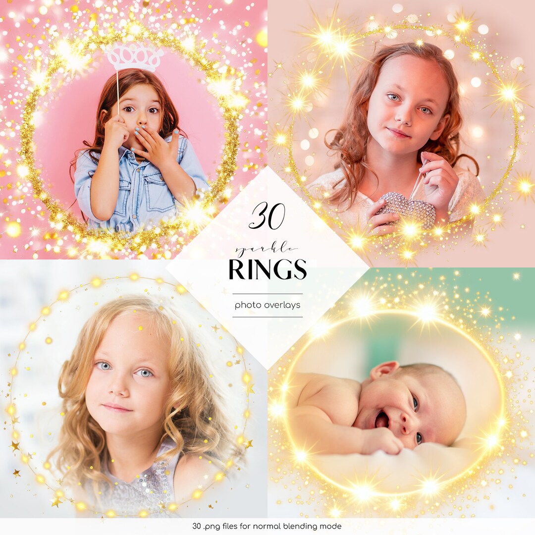 Sparkle Rings Photo Overlays Clipart, 30 PNG Files, Sparkle Frames ...
