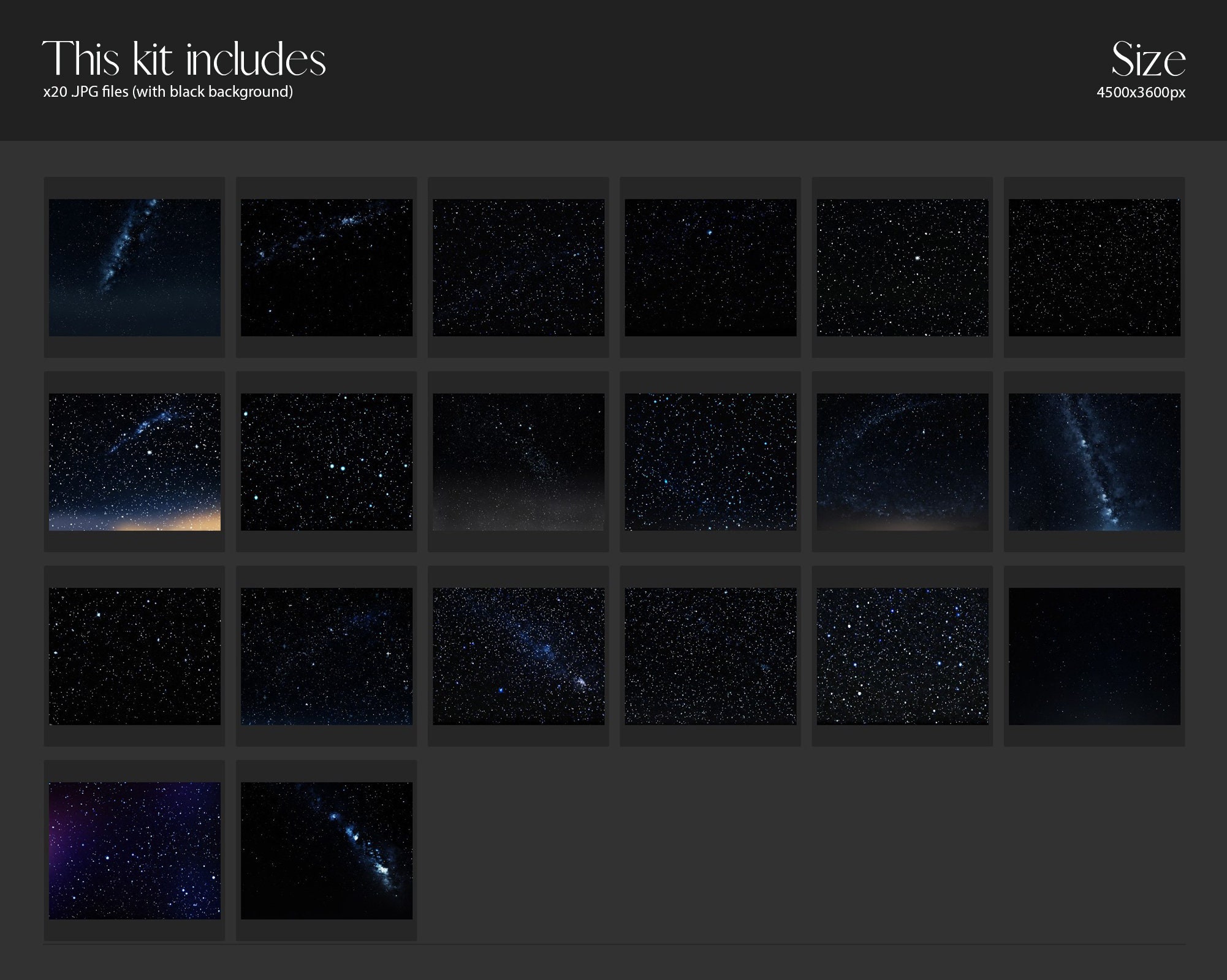 Night Sky Overlays, 20 JPG Files, Starlight Photo Effects, Milky Way ...