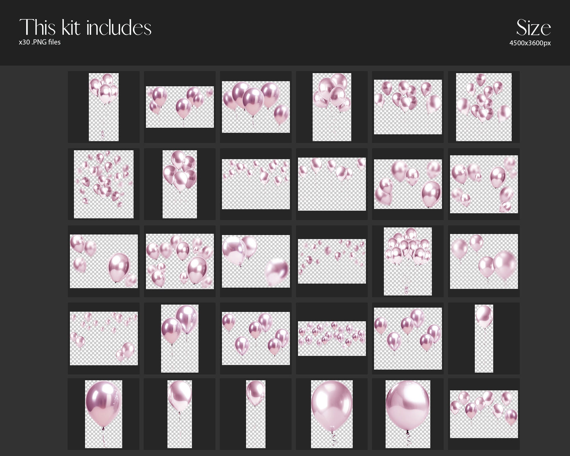 Pink Balloons Photo Overlays, 30 PNG Files, Balloons Digital Backdrop ...