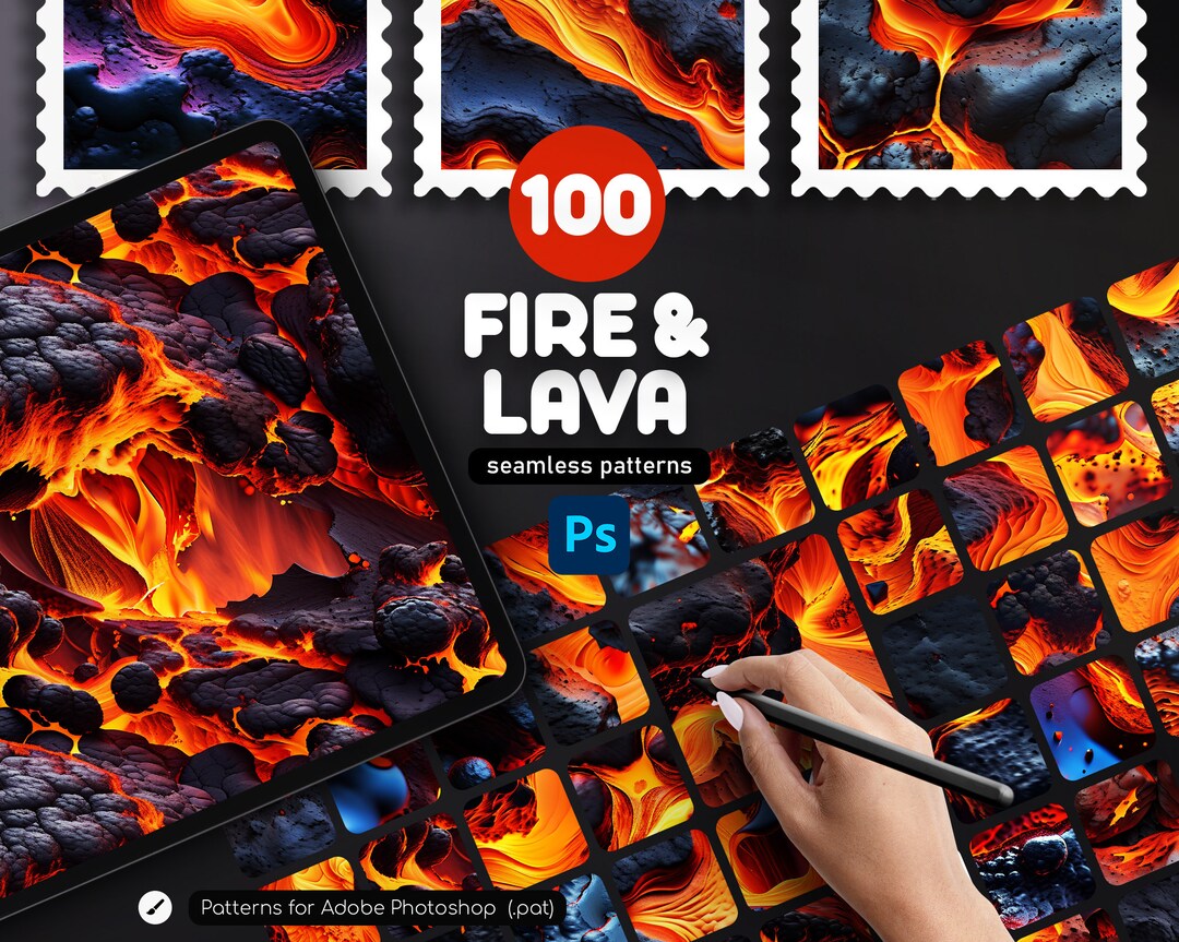 Lava Photoshop Patterns .PAT, Fire Patterns for Photoshop, Lava ...
