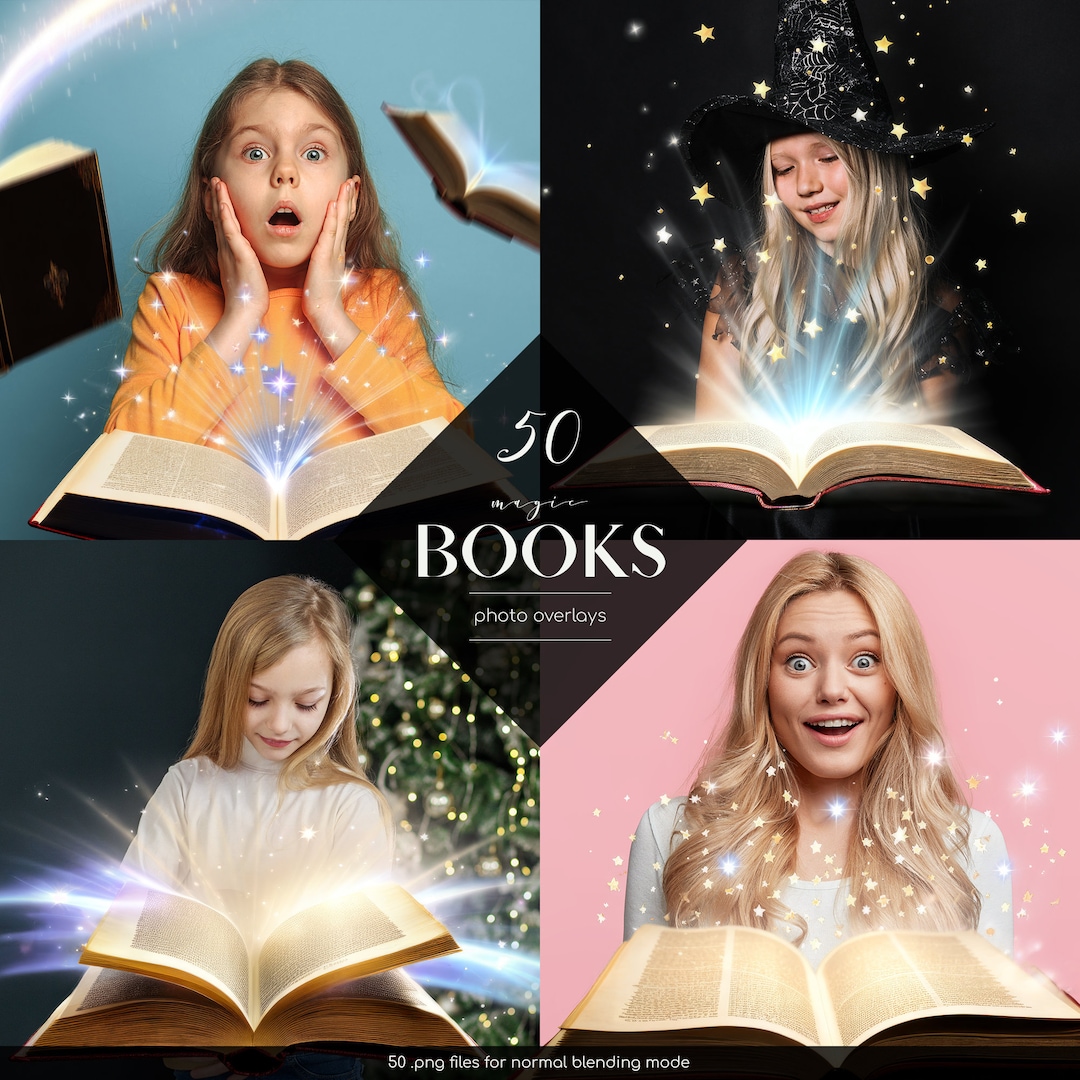 Magic Book Photo Overlays, 50 PNG Files, Magical Book Overlay ...