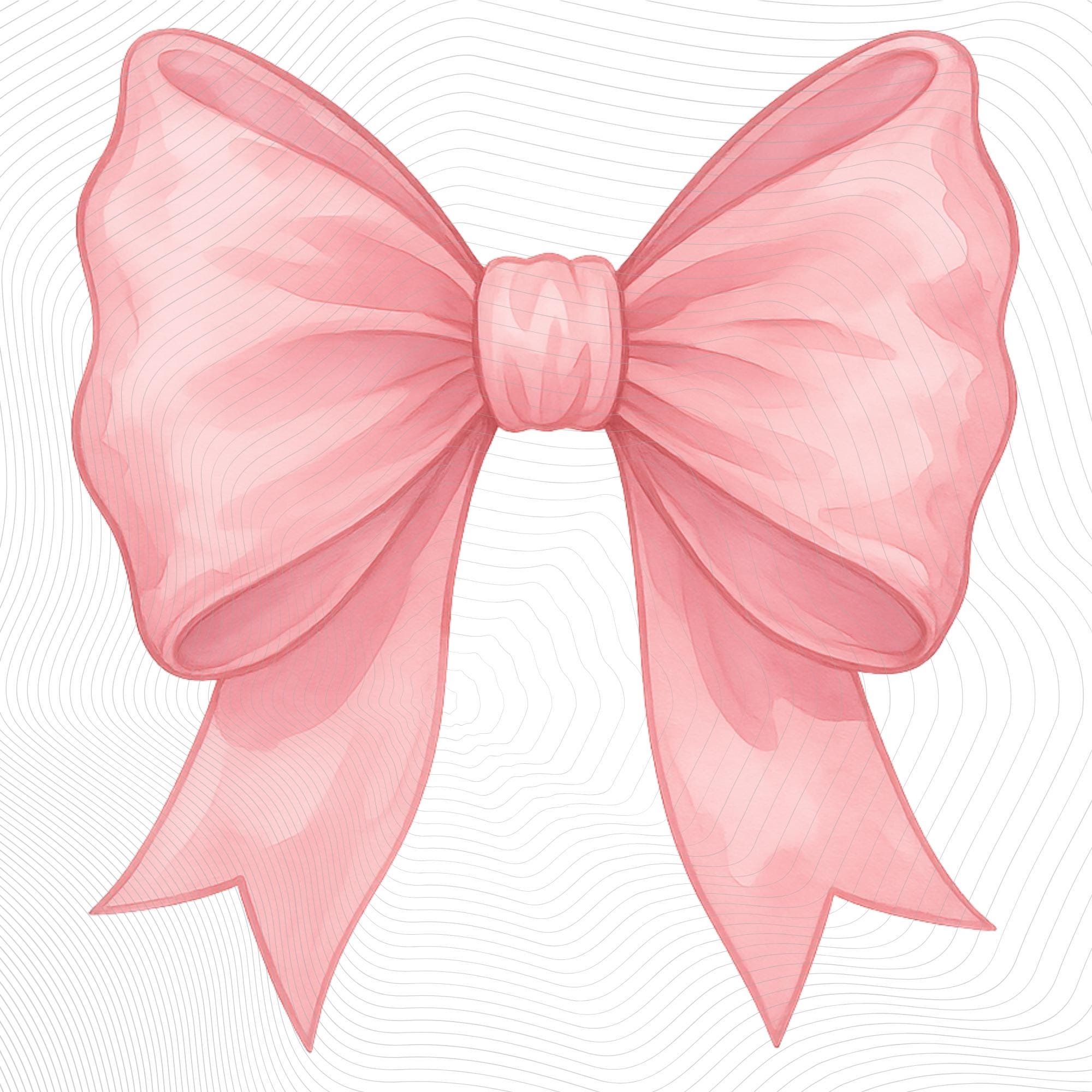 Coquette Pink Bow Watercolor PNG: Girly Ribbon Clipart (digital ...
