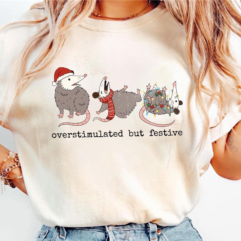 Overstimulated but Festive Possum Christmas PNG, Funny Possum Holiday ...