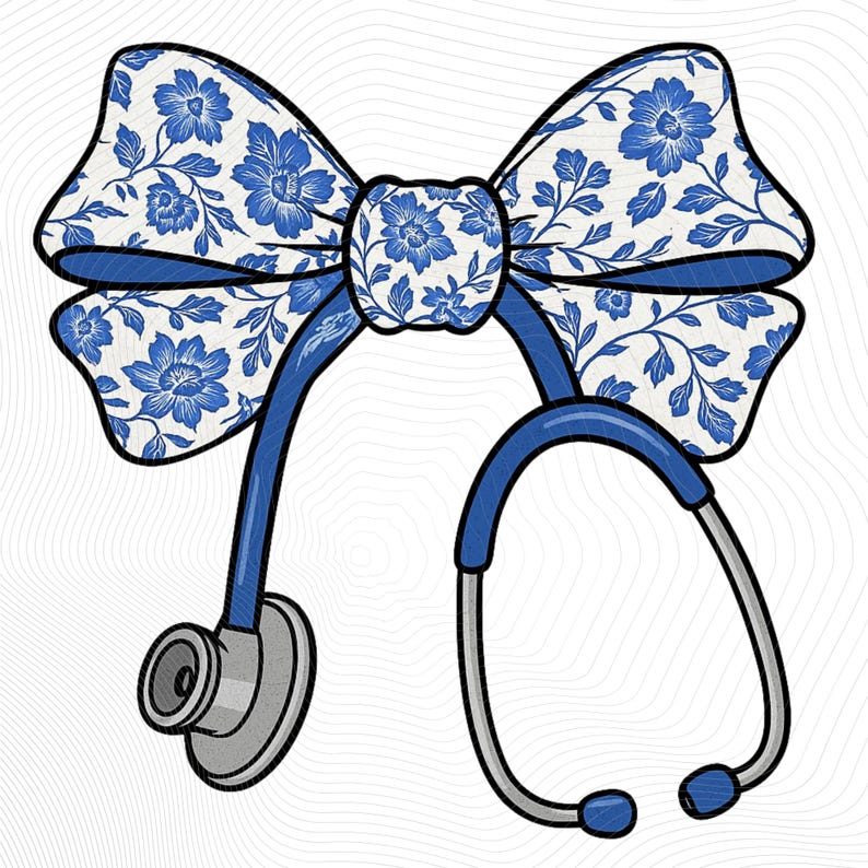 Blue Nurse Coquette Bow Stethoscope Nursing Doctor,nurse Coquette Png ...