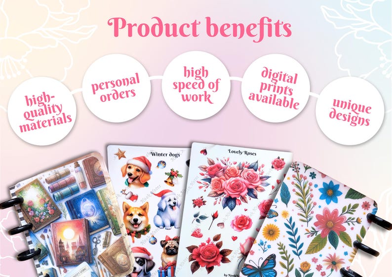 Floral Bullet Journal Stickers, Set of 50 Sticker Sheet, Planner ...