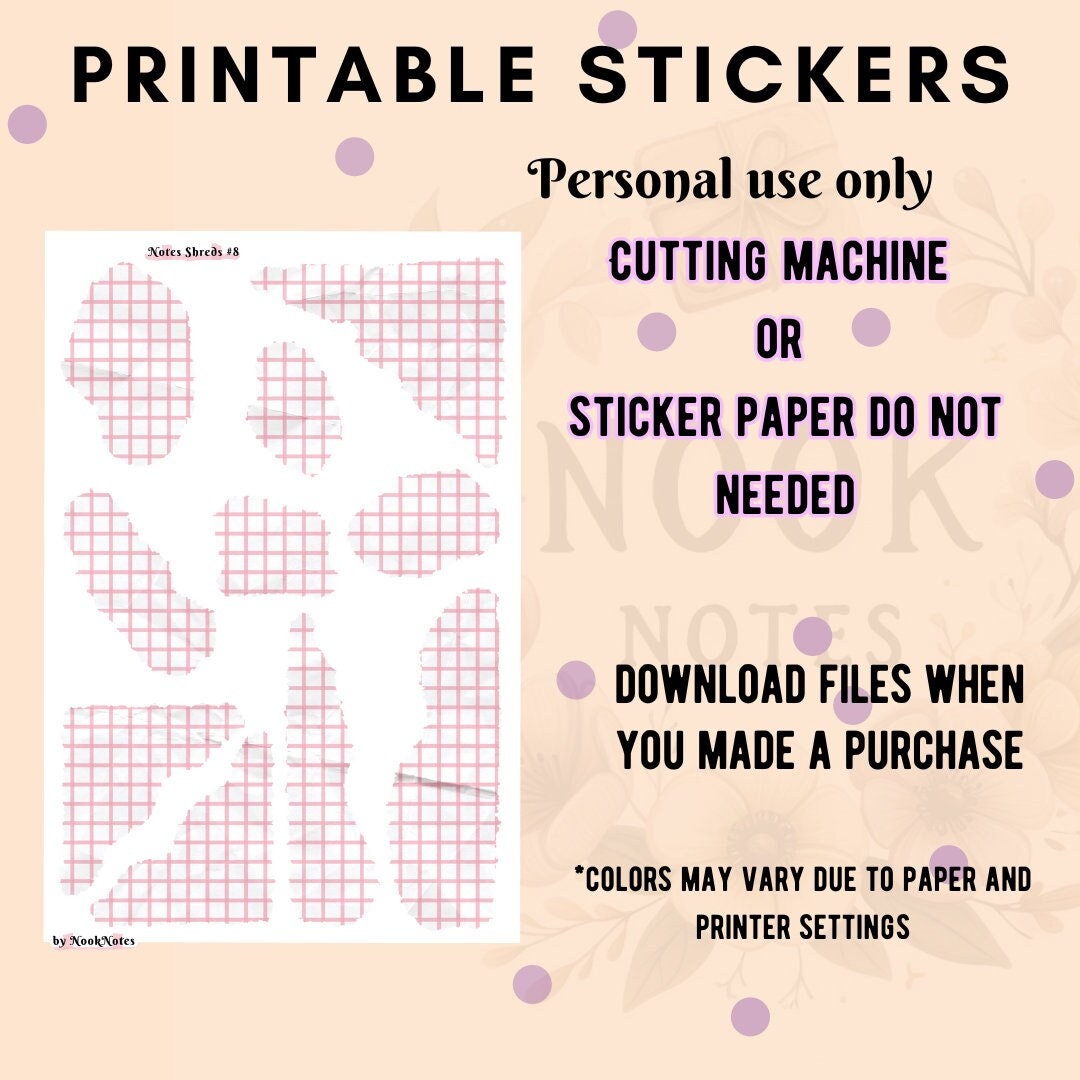 Printable Ripped Paper Stickers: Journaling Ephemera (digital Download ...