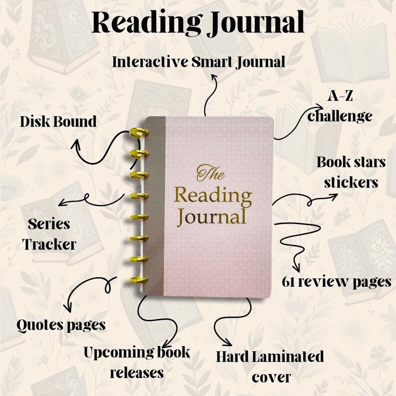 Beige Reading Journal With Nfc Tag, Book Rating Journal, Personalized ...