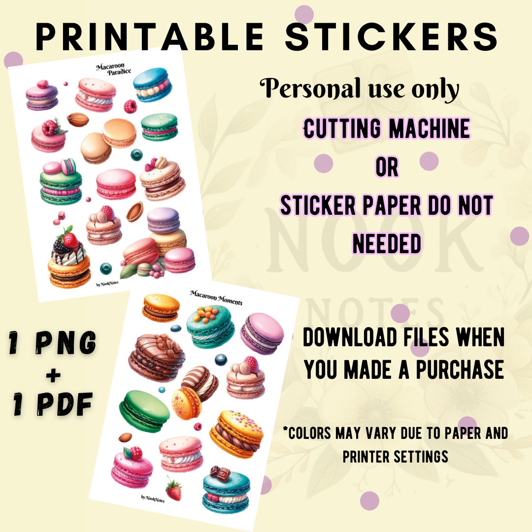 Printable Macaron Cupcake Stickers,macaroons Cake Sticker, Macarons ...