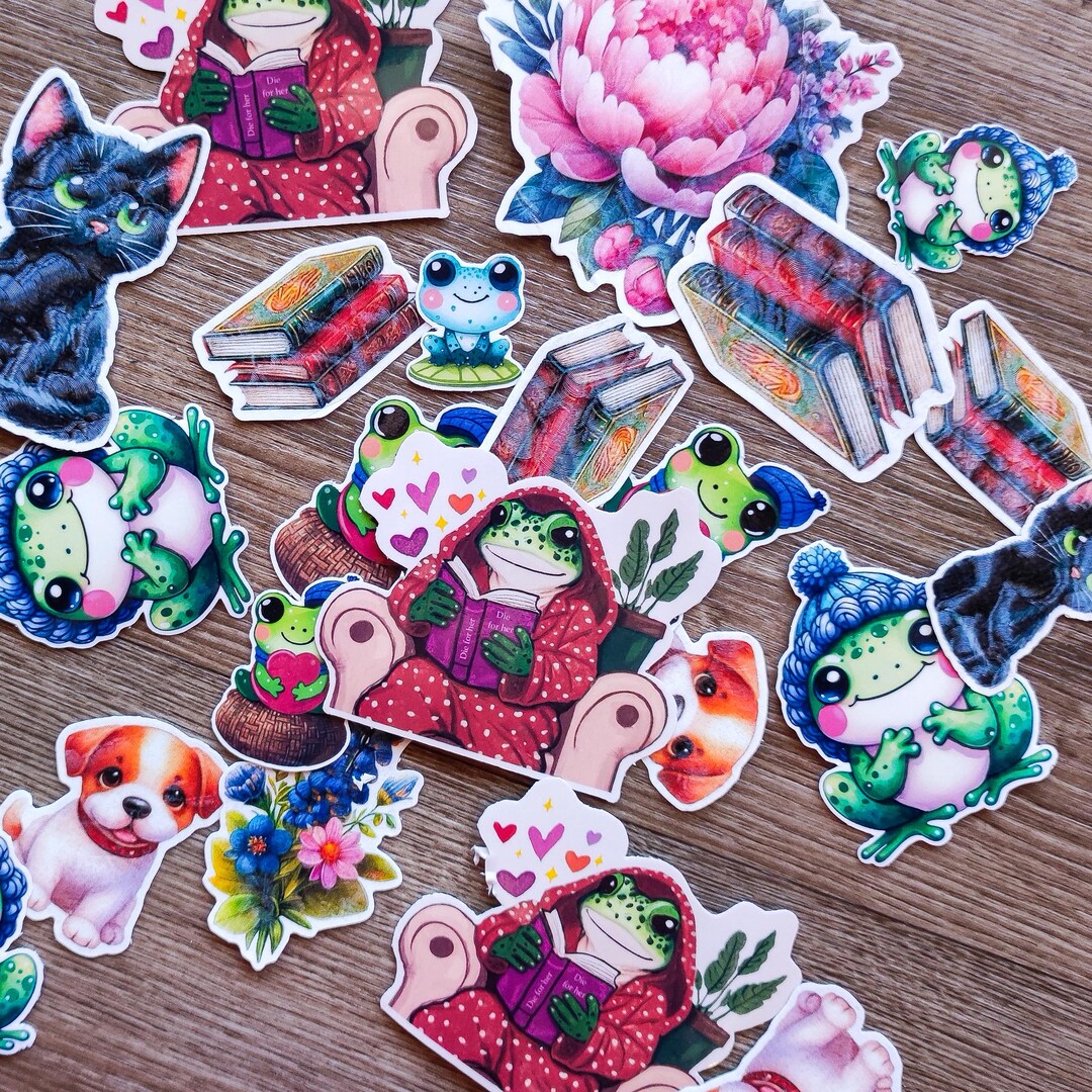 Frog Stickers Pack: Waterproof Laptop & Water Bottle Decals - Etsy