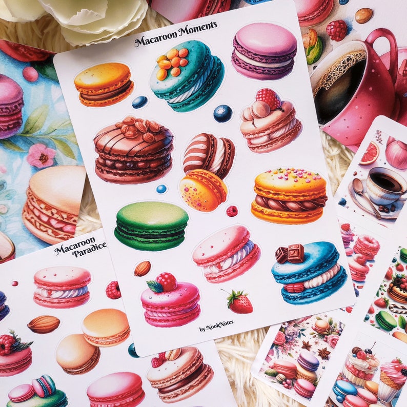 Macaron & Dessert Fantasy Stickers - Cute Bakery Supplies for Planner ...