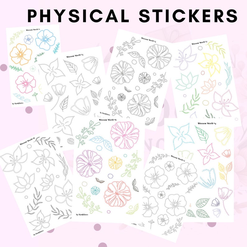 Floral Bullet Journal Stickers, Set of 50 Sticker Sheet, Planner ...