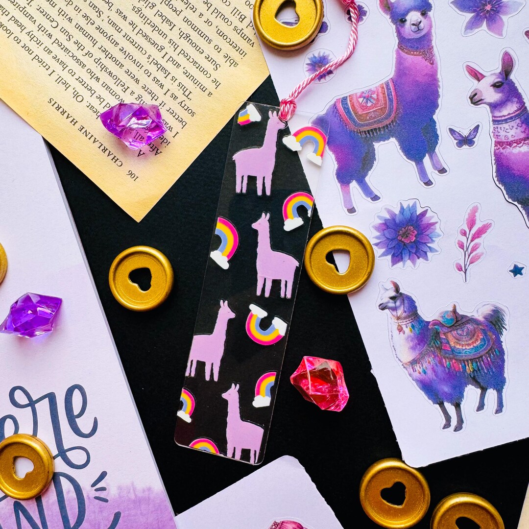 Custom Rainbow Bookmarks, Cute Llama Bookmarks, Gift for Reader, Book ...