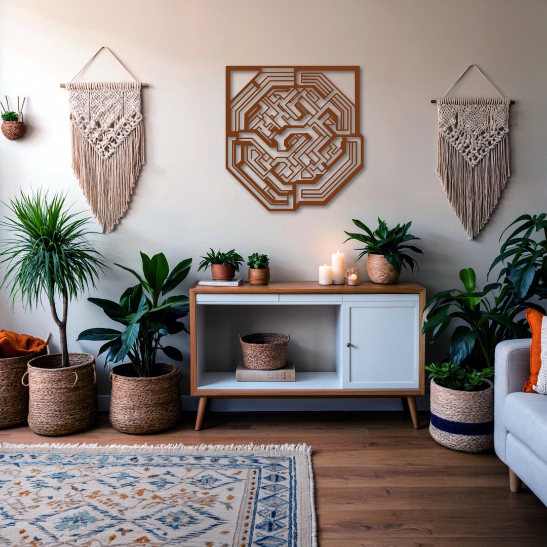 Octagonal Maze Geometric Metal Wall Art - Maze Matrix - Modern Abstract ...