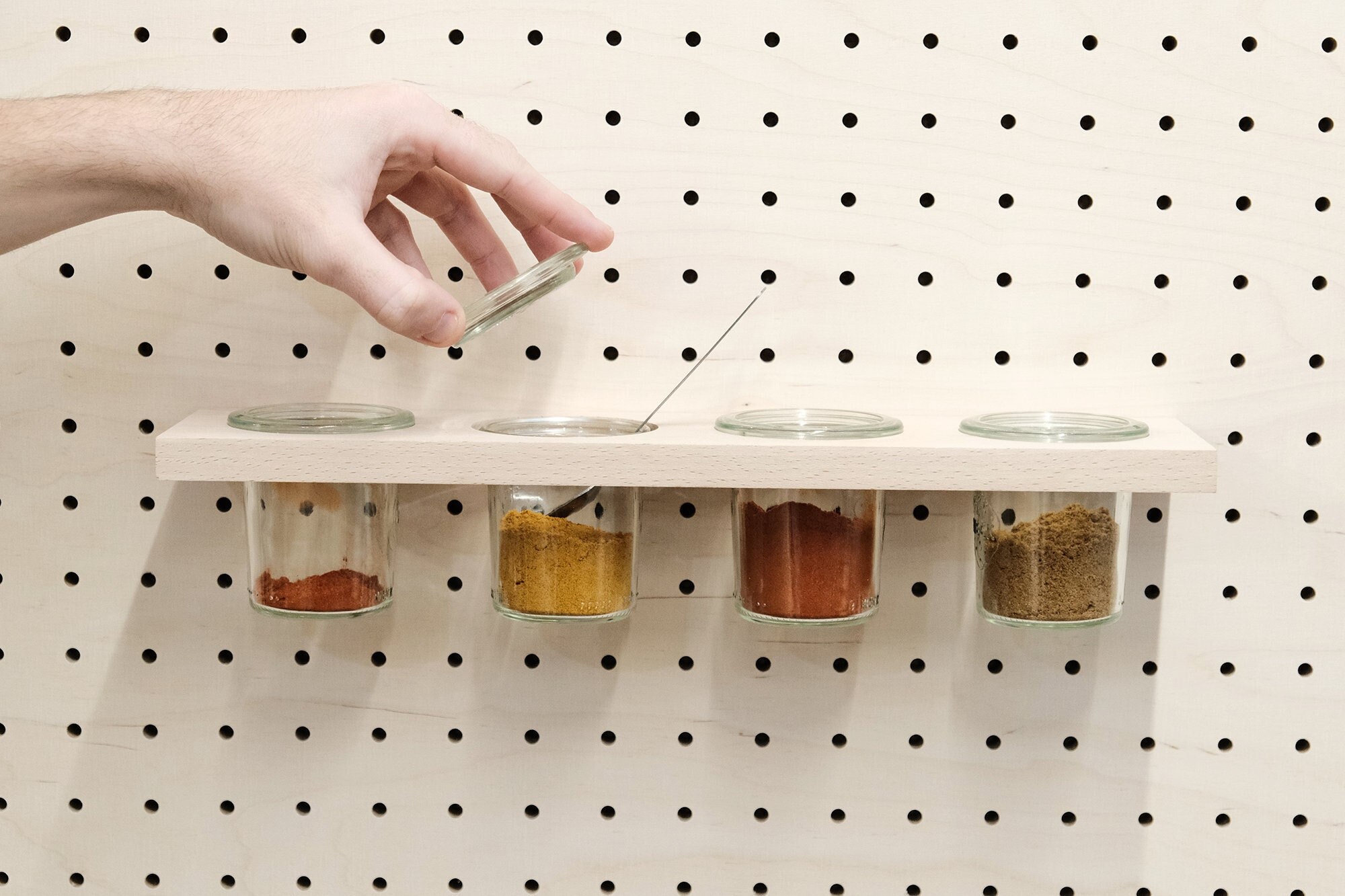 Pegboard Jar Holder With 4 Glass Cups, Beech Wood, Paris - Etsy